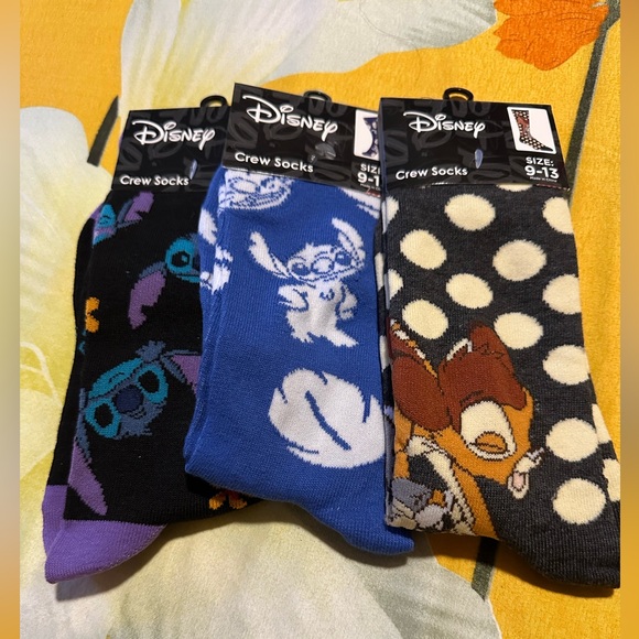 Disney | Accessories | Disney Character Socks Trio In Purple Blue And ...